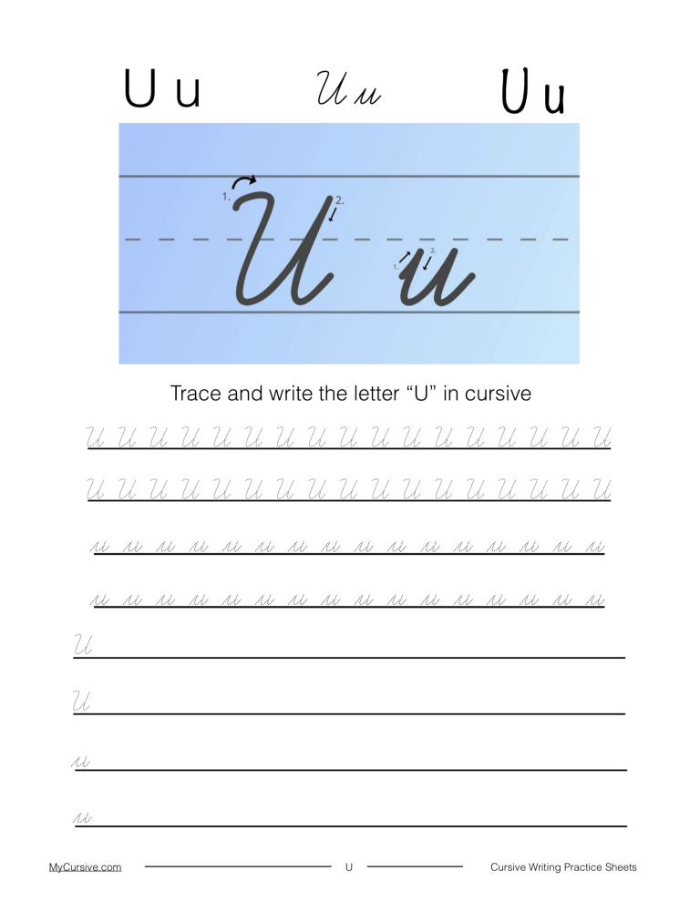 Cursive U: Learn to Write the Cursive Letter U - My Cursive