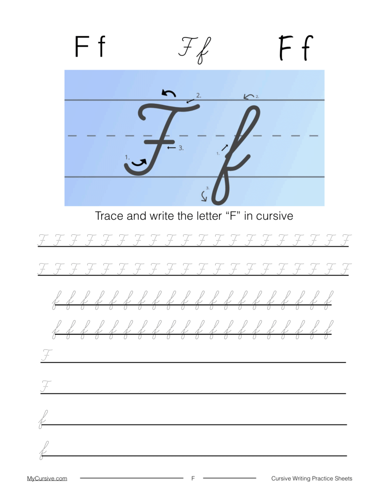 Cursive F Learn To Write The Cursive Letter F My Cursive