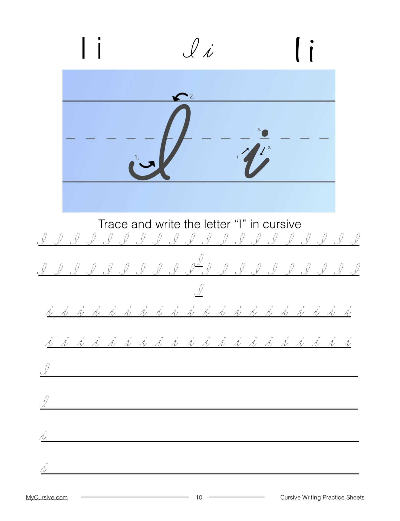 How To Write Cursive I Worksheet And Tutorial 