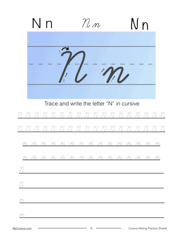Cursive N: Learn to Write the Cursive Letter N - My Cursive