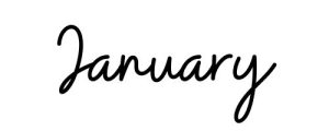January in Cursive (copy/paste or write it)!