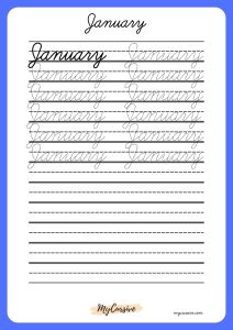 January in Cursive (copy/paste or write it)!