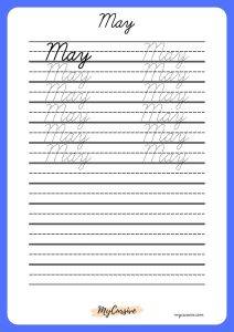 May in Cursive [Worksheet and Printables]