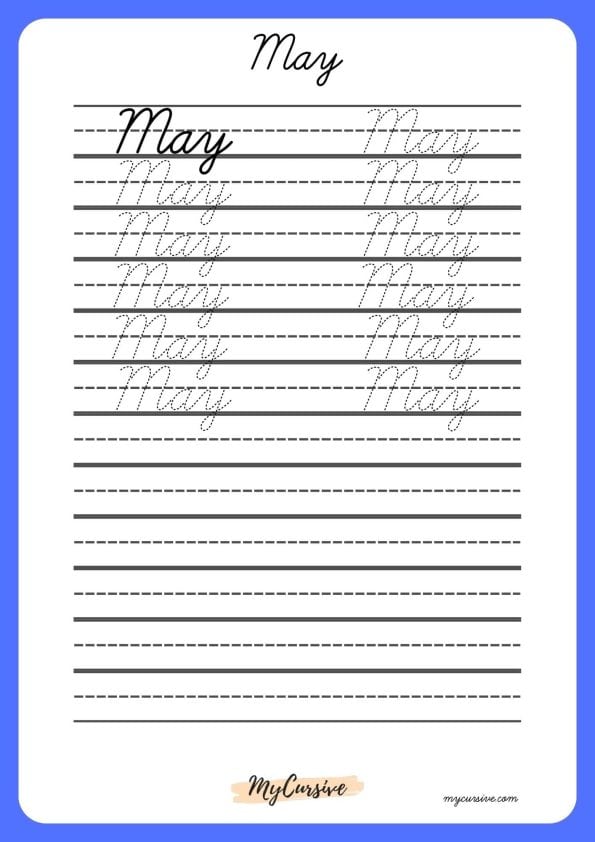 May in Cursive [Worksheet and Printables]