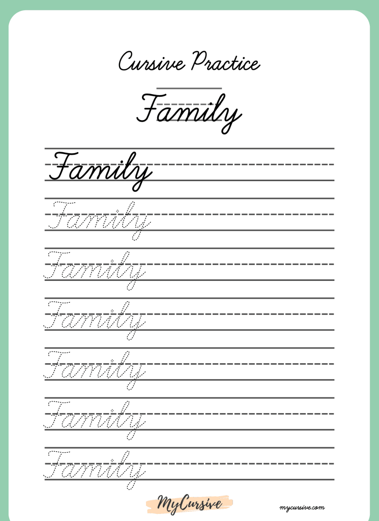 How to Write Family in Cursive [Free Printable Worksheet]