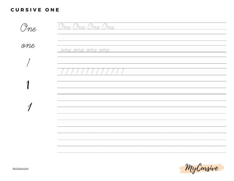 Cursive One [Instructions and Worksheet]