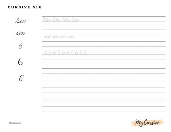 Cursive Six [Instructions, Worksheets, and Printable Designs] - My Cursive