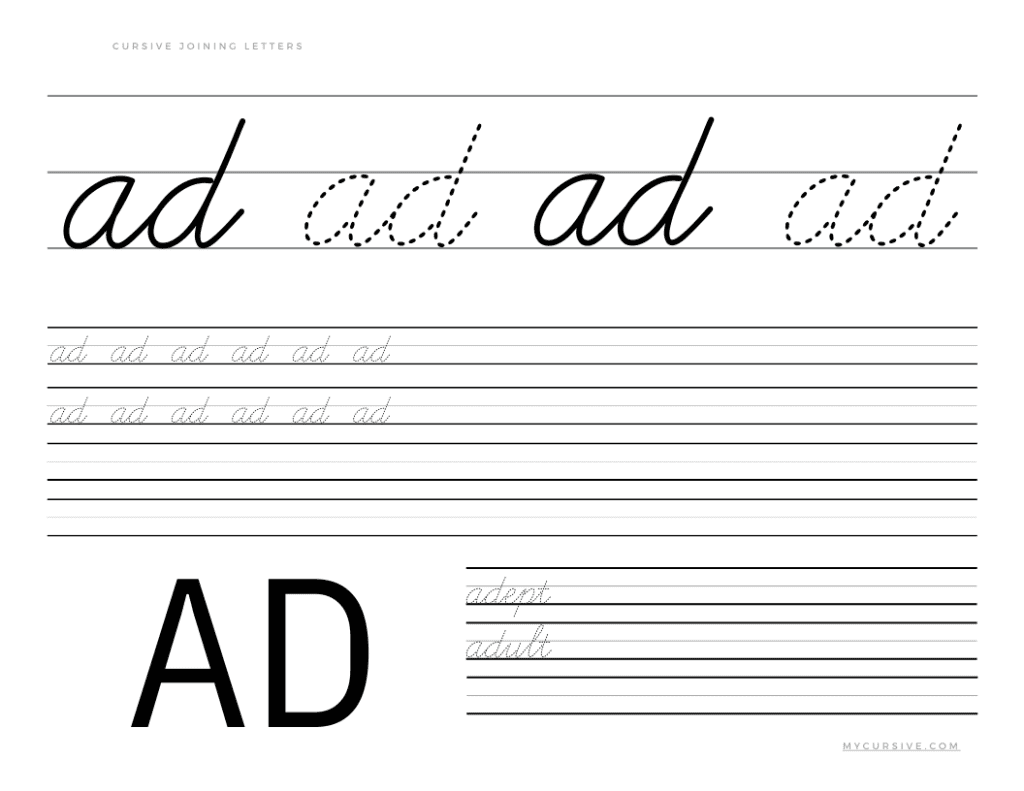 Connecting Letters "ad" in Cursive