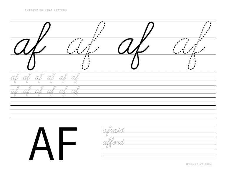 Connecting letters "af" in cursive - My Cursive