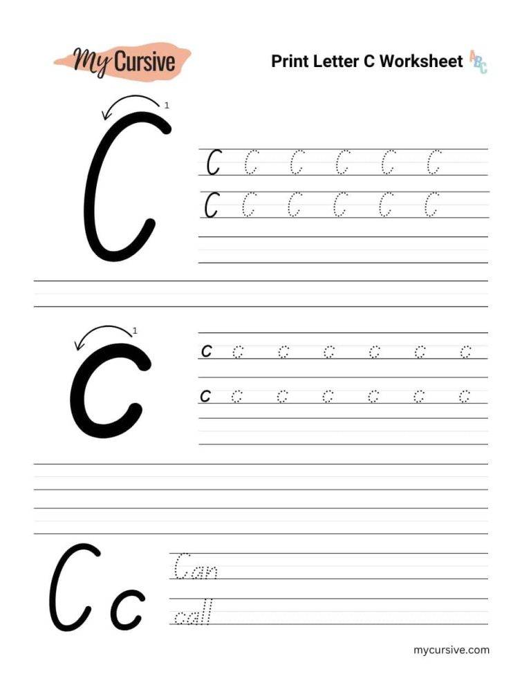 Tracing Letter C Worksheet and Tutorial