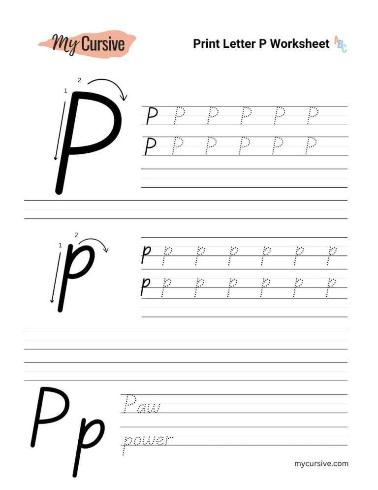 Tracing Letter P Worksheet and Tutorial