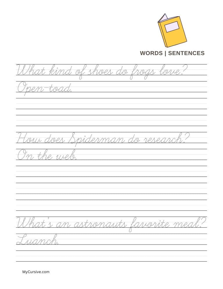 Cursive Sentences: Free Worksheets for Sentences and Paragraphs