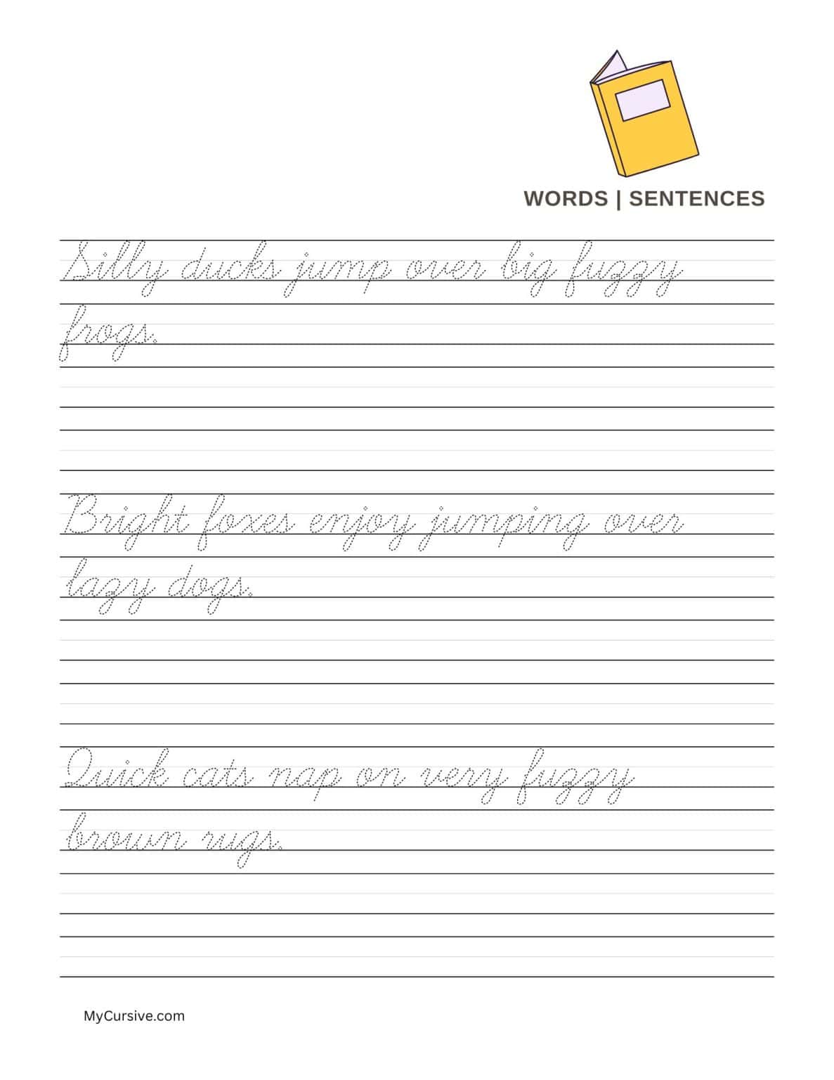 Cursive Sentences: Free Worksheets for Sentences and Paragraphs