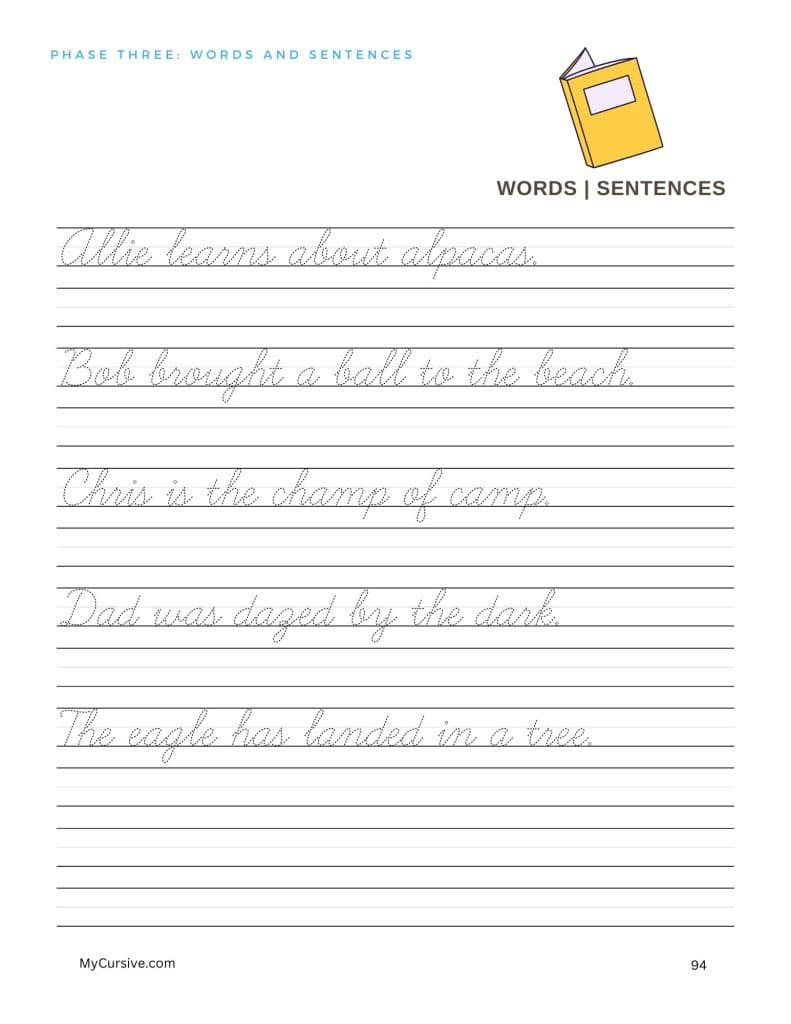 Cursive Sentences: Free Worksheets for Sentences and Paragraphs