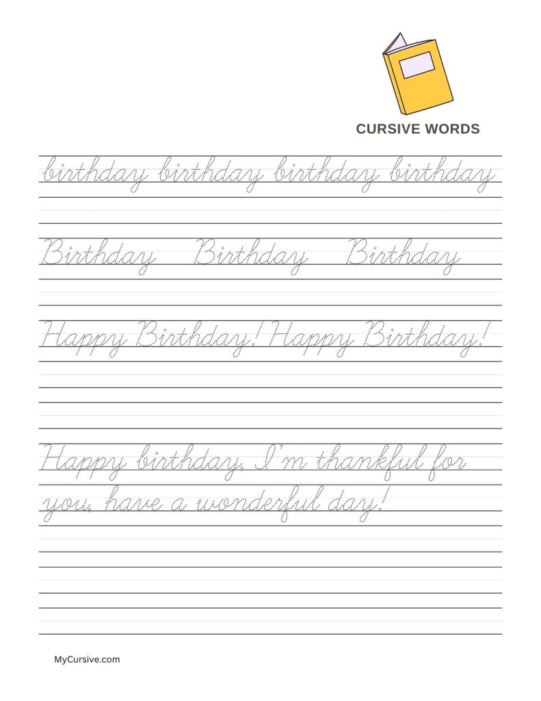 Happy Birthday in Cursive [Worksheet & Tutorial]